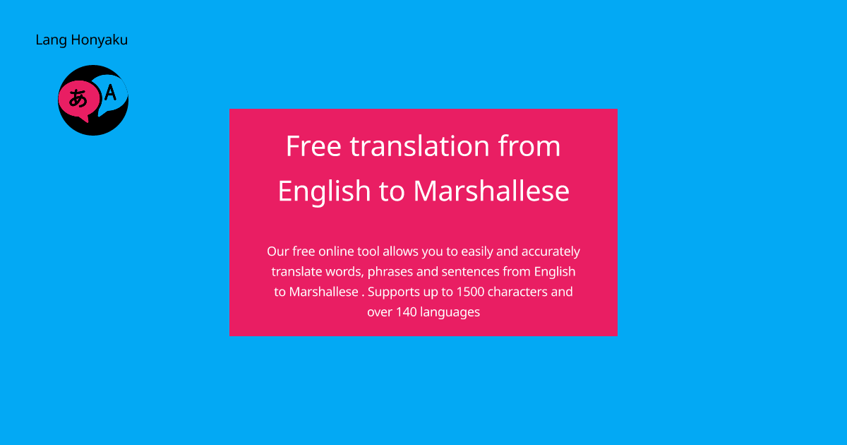 FREE English To Marshallese Online Translation