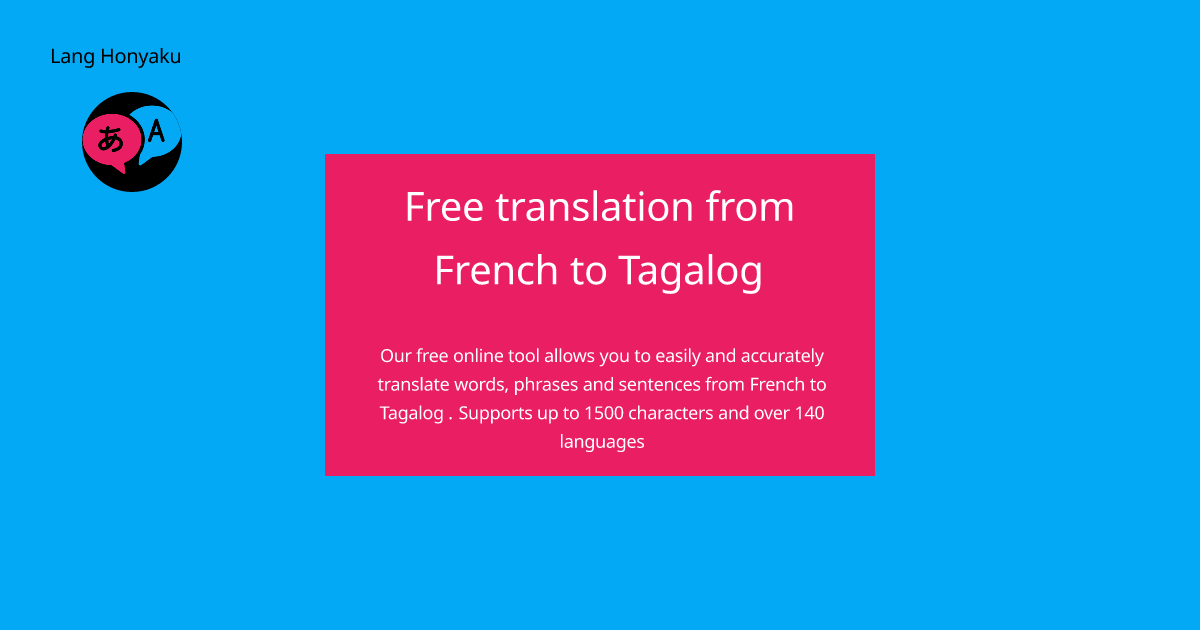 FREE French To Tagalog Online Translation